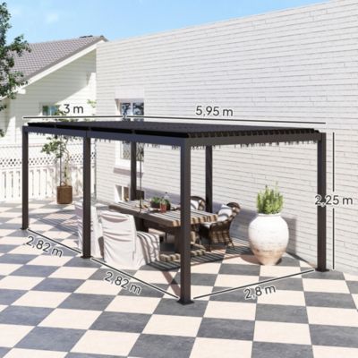 Pergola lames orientables 2 zones grande taille dim. 5,95 x 3 x 2,25 m ...