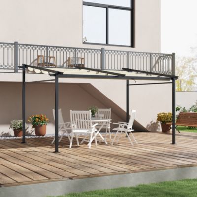 Pergola rétractable 3,97L x 2,95l x 2,3H m structure alu. métal époxy ...