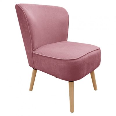 Petit fauteuil bas velours côtelé rose inspiration crapaud - NATSU | Castorama