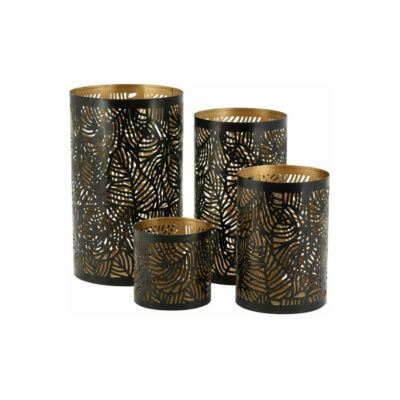 Photophores en métal Feuillage (Lot de 4)