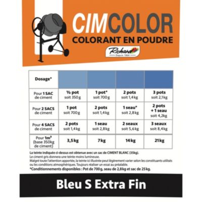 Pigments en poudre Cimcolor pour béton ciment enduit joint chaux ...