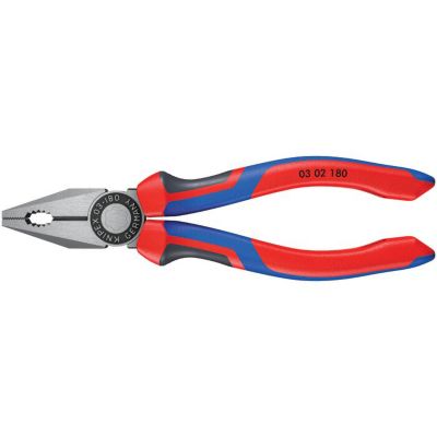 Pince Knipex 180 mm (KN 03 02 180) : tranchants trempés env. 60 HRC, poignées bi-matière.