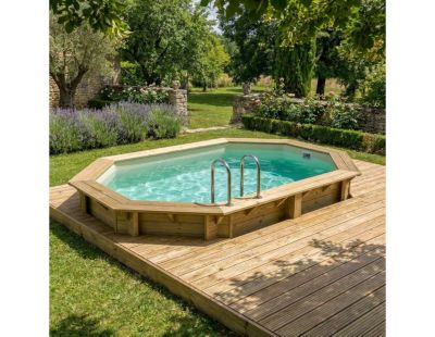 Piscine hors sol en bois NEMO 4.3 x 3 - H.1.18 m, sable, fixations à ...