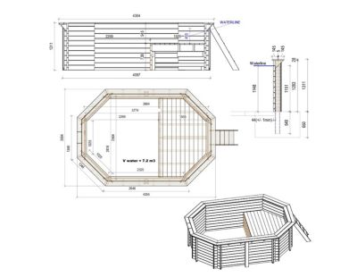 Piscine hors sol en bois NEMO 4.3 x 3 - H.1.31 m avec plage, gris clair ...