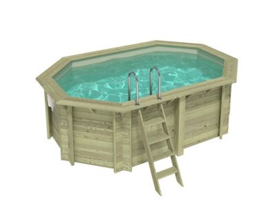 Piscine hors sol en bois NEMO 4.3 x 3 - H.1.31 m, sable, cadre en métal ...
