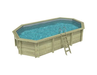 Piscine hors sol en bois NEMO 7.3 x 3.97 - H.1.45 m, gris clair ...
