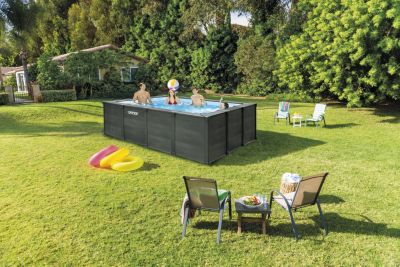 Piscine tubulaire Graphite rectangulaire Intex 4x3x1,24m