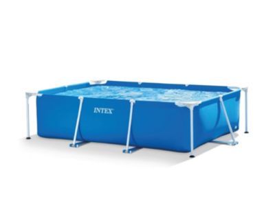 Piscine Tubulaire Rectangle Vinyle Bleu et Tube Metal Jardin Exterieur ...