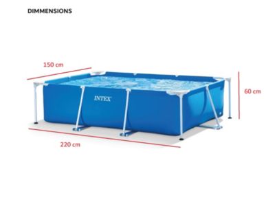Piscine Tubulaire Rectangle Vinyle Bleu et Tube Metal Jardin Exterieur ...