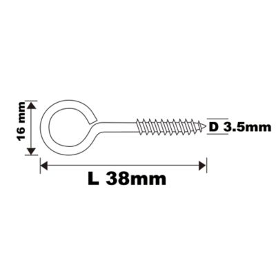 Piton à vis en acier zingué 38x14 mm - 2 pièces