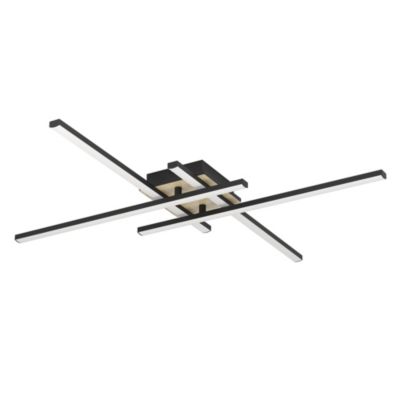 Plafonnier carré structure effet bois et métal en bois noir 9,2W 2250lm ...