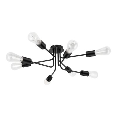 Plafonnier E27 28W GoodHome Ghlin noir mat l.60 x H.20 x Ø60 cm