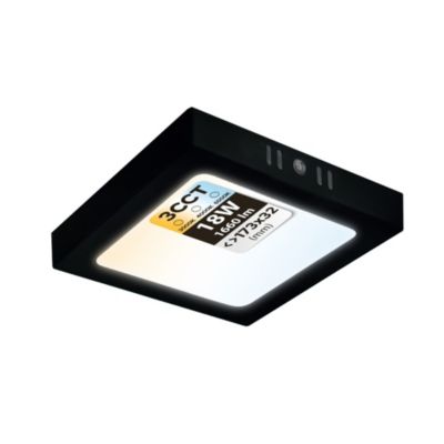 Plafonnier LED 18W 1660 lm 3CCT 17,3x17,3 cm IP20 carré noir SELENA HOROZ