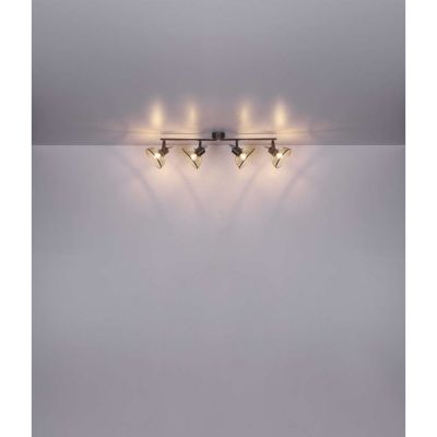 Plafonnier rampe 4 lampes design vintage Gris foncé, L. 93 x l. 16 x H ...