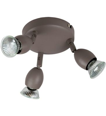 Plafonnier rond taupe 3 spots orientables Applique plafond halogene ...