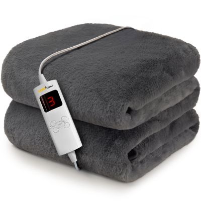 Plaid Chauffant Électrique En Fausse Fourrure De Luxe - Gris