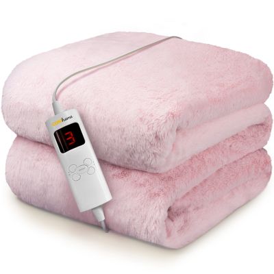 Plaid Chauffant Électrique En Fausse Fourrure De Luxe - Rose