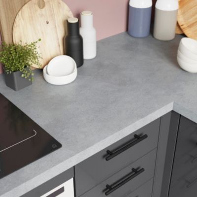 Plan de travail stratifié aspect pierre grise GoodHome Kala L.300 x l ...