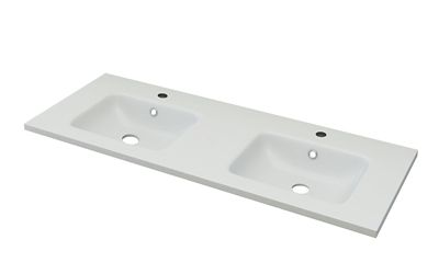 Plan double vasque en résine blanc Urban 120 cm