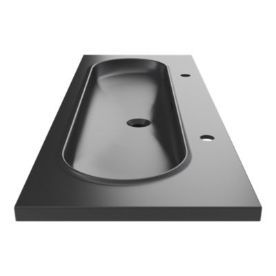 Plan double vasque noir en résine l.60,4 cm GoodHome Cavally