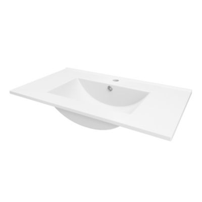 Plan vasque à encastrer en céramique blanc, l.81,5 cm, Opah