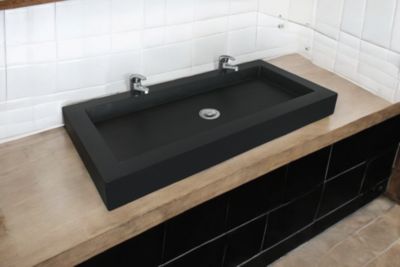 Plan vasque double,beton,Gakeal, noir L120xP47