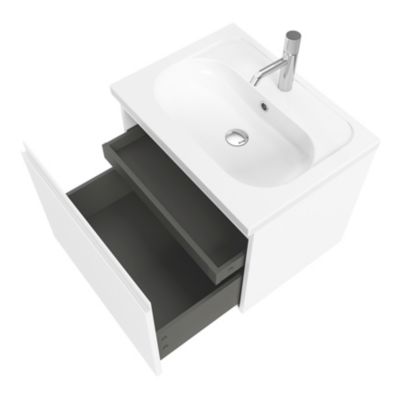 Plan vasque en céramique blanc l.60,6 x H.12,3 x P.45,2 cm, GoodHome ...
