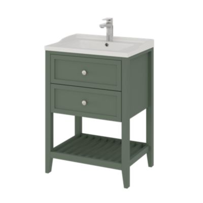 Plan vasque en céramique blanc l.60 cm, GoodHome Lana