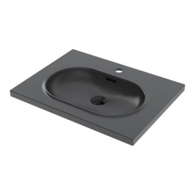 Plan vasque en résine noir l.60,4 cm, GoodHome Cavally