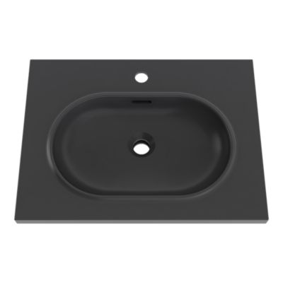 Plan vasque en résine noir l.60,4 cm, GoodHome Cavally