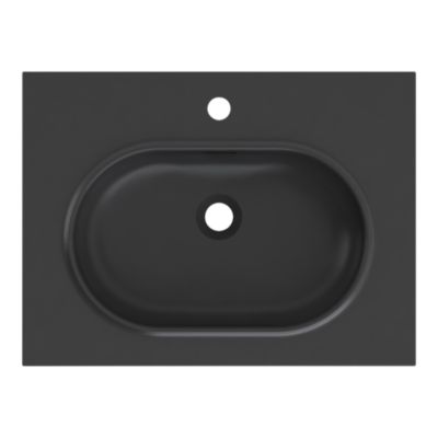 Plan vasque en résine noir l.60,4 cm, GoodHome Cavally