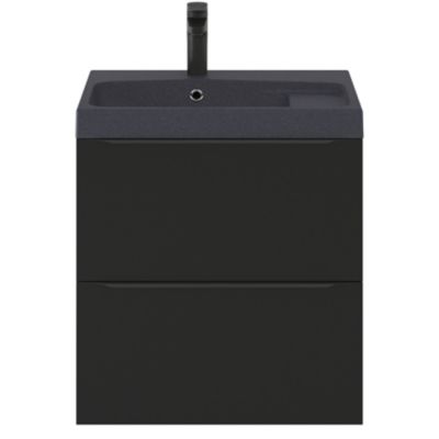 Plan vasque en résine noir l.60 cm, GoodHome Mila