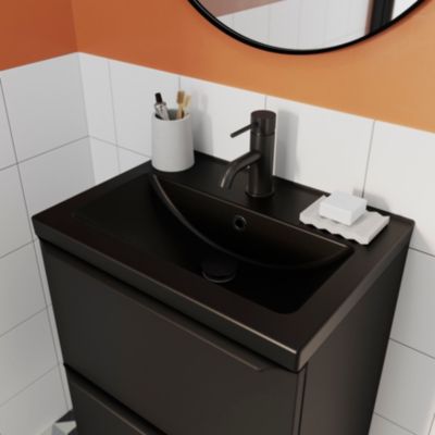 Plan vasque faible profondeur noir GoodHome Nira 50 cm