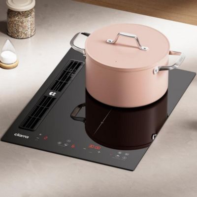 Plaque de cuisson induction aspirante 39cm 3200w 2 foyers plaque intégré 500m3h booster ...