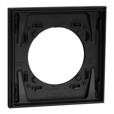 Plaque de finition 1 poste, effet Perle noire support noir, Odace Métal