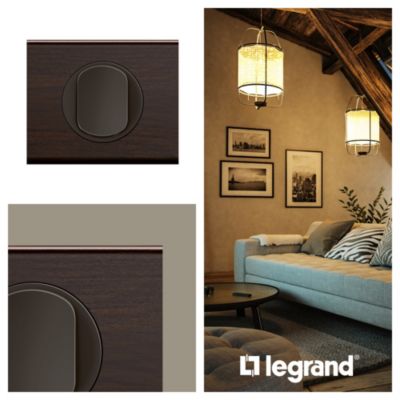 Plaque de finition 1 poste Legrand Céliane CP2501 coloris frêne wengué ...