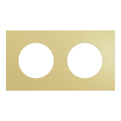 Plaque de finition 2 postes, effet laiton support blanc, Odace Métal