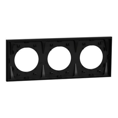 Plaque de finition 3 postes, noir onyx, Odace