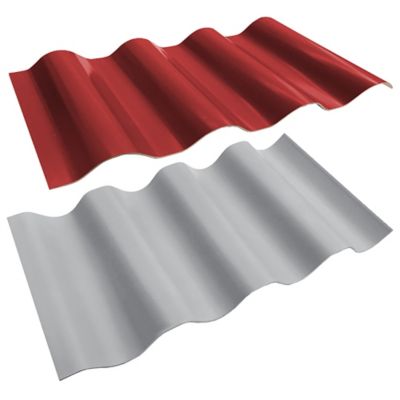 Plaque ondulée PVC rouge-gris 200 x 100 cm, ép. 2 mm (vendue à la plaque)