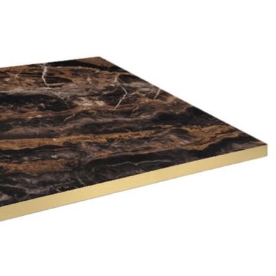 Plateau 140x70 decor marbre capuccino chants laiton - Restootab