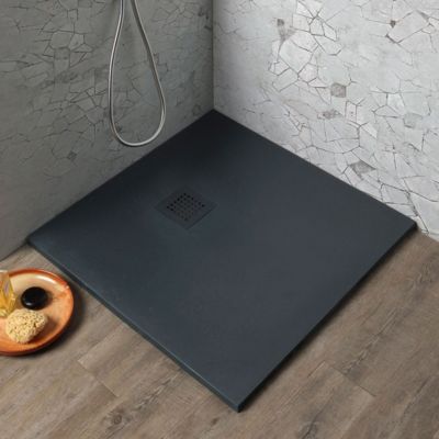 Plateau De Douche 80X80 En Résine Gris Anthracite Effet Pierre De La ...