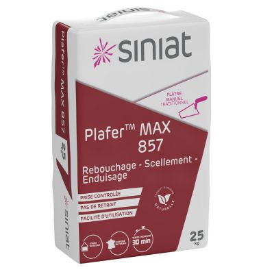 Plâtre manuel traditionnel Plafer MAX 857 blanc 25kg | Castorama