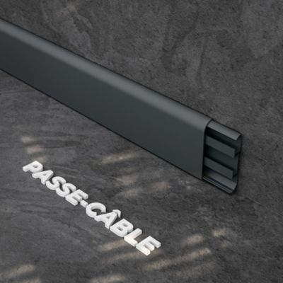 Plinthe Passe-Câble PVC 80 mm - Anthracite - 1 m, A l'unité