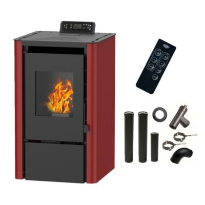 Poêle à granulés air Anita 7,6 kW Bordeaux Sannover + Kit Raccordement ...