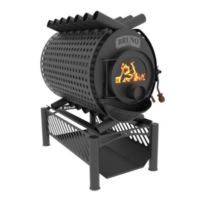 Poêle à bois en acier Bruno Pyro V noir en acier 25kW 220m² | Castorama