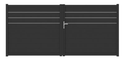 Portail battant alpes trio 350x164,5 cm Noir 9005 Jardimat