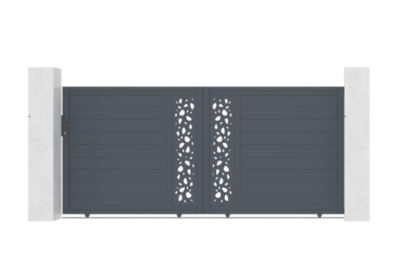 Portail coulissant 3,5m SUNNY H.160cmgris + Portillon 1m SUNNY H.160cm ...