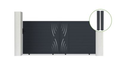 Portail coulissant 3,5m VELETA H.160cm alu gris + 2 poteaux 20x20cm H.190cm | Castorama