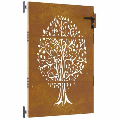 Portail de jardin 85x125 cm acier corten conception de l'arbre vidaXL