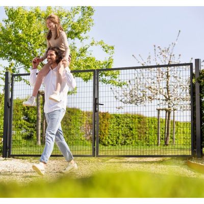 Portail grillagé Square passage 4m ht 1m20 gris anthracite